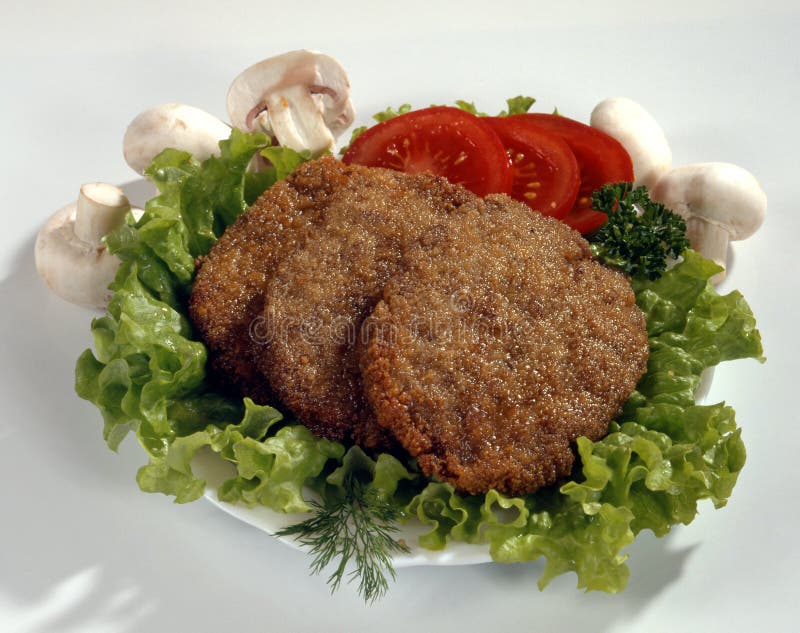 Schnitzel with vegetables stock image. Image of food, meal - 7458735