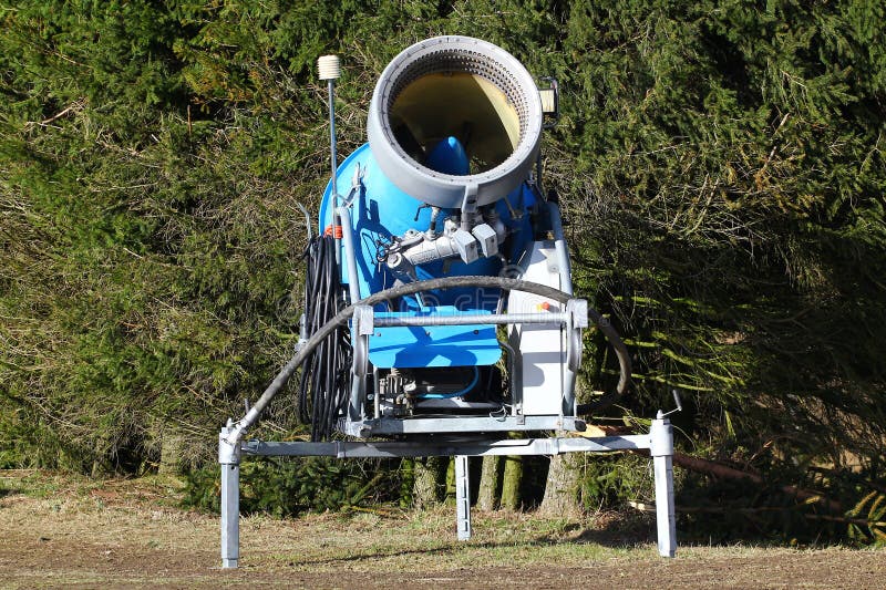 Schoeneck, Germany - February 25, 2024: Snow Cannons at Ski World ... Schoeneck, Germany - February 25, 2024: Snow Cannons at Ski World ...