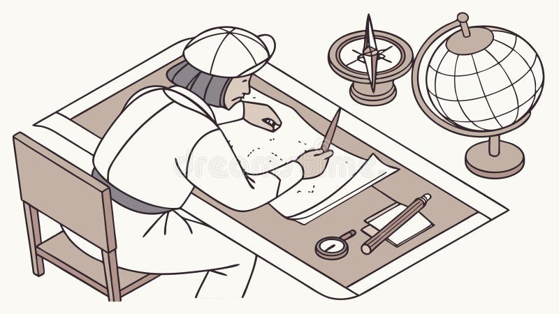 Scholar Drawing Map with Globe & Books, Vector Design Generative AI ...