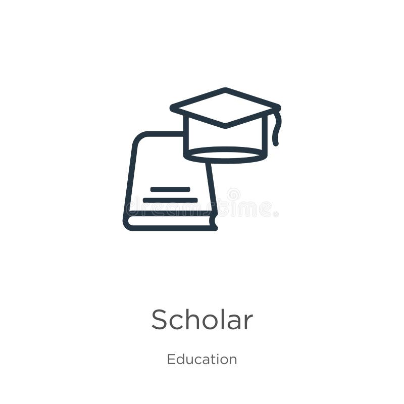 Scholar Icon Thin Linear Scholar Outline Icon Isolated On White Background From Education