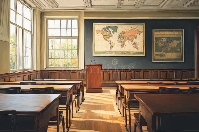 Scholarly Pursuit in Lecture Room Stock Illustration - Illustration of ...