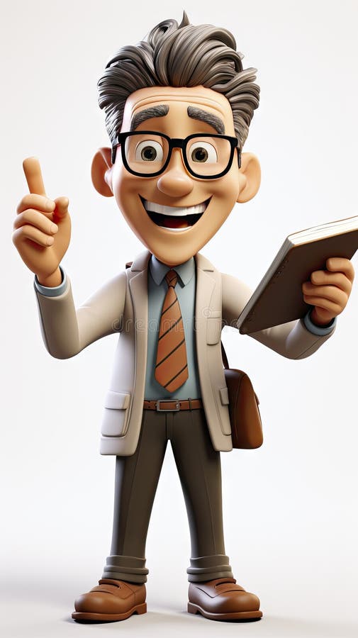 Scholarly Smiles: Animated Professor with Books. Stock Illustration ...