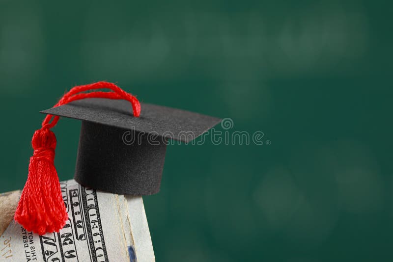 Scholarship Concept. Graduation Cap and Dollar Banknotes Against ...