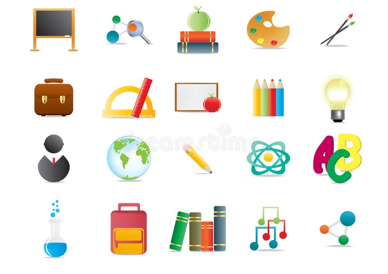 Scholastic icons stock illustration. Illustration of color - 15680014