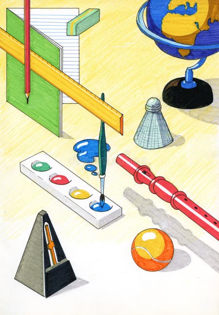 Scholastic objects stock illustration. Illustration of cover - 16001618