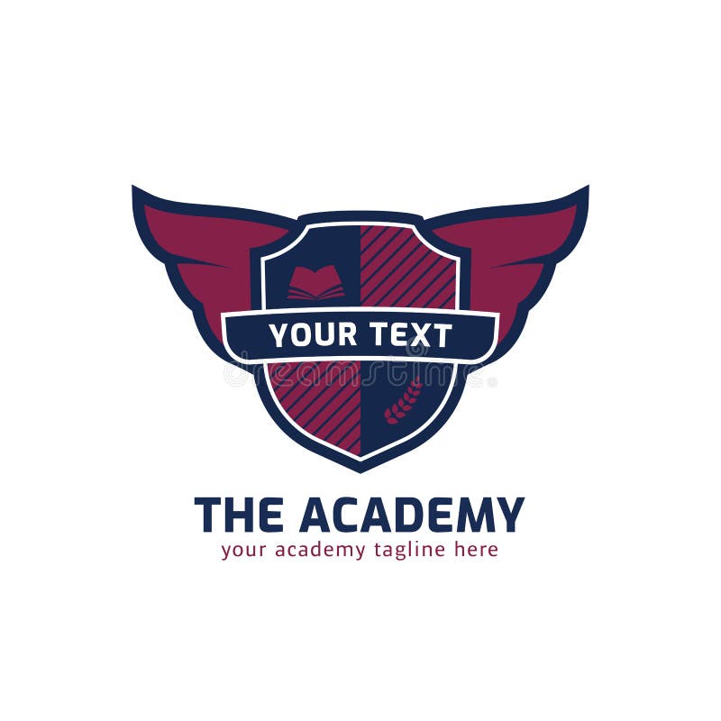 School Academy Course Shield Logo Emblem with Eagle Wing and Book ...