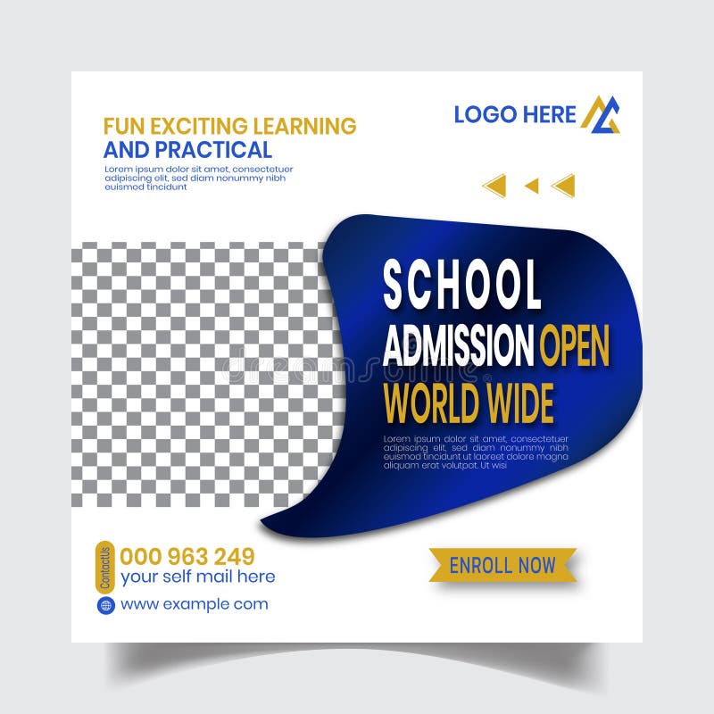 School Admission Social Media Post Banner Design Stock Vector ...