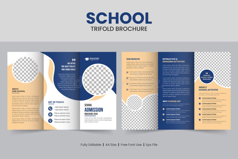 School Admission Tri-fold Brochure Template. Kids Back To School ...
