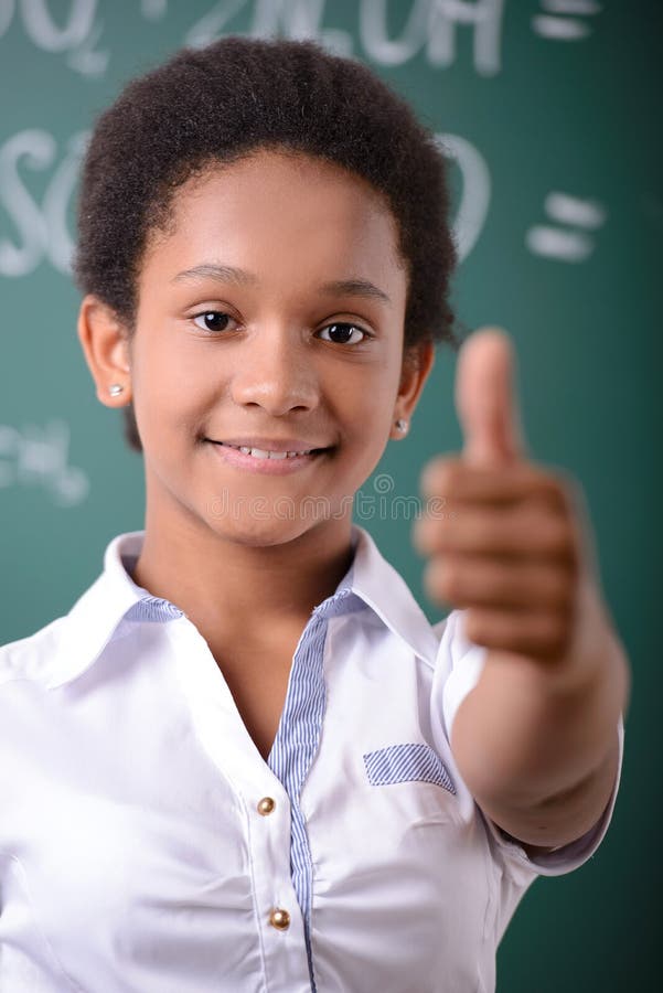 Happy Girl Doing Math Blackboard Class Stock Photos - Free & Royalty ...