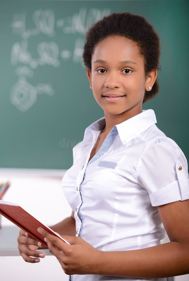 Happy Girl Doing Math Blackboard Class Stock Photos - Free & Royalty ...