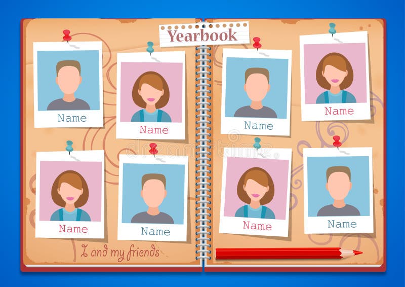 School Album Yearbook and Open Book Stock Illustration - Illustration ...