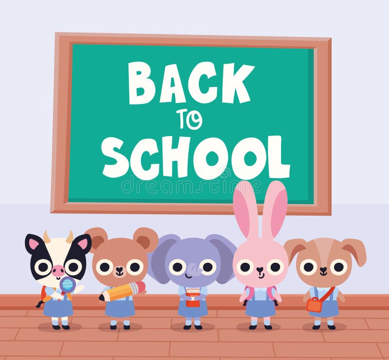 School animals in uniform stock vector. Illustration of vector - 249390633