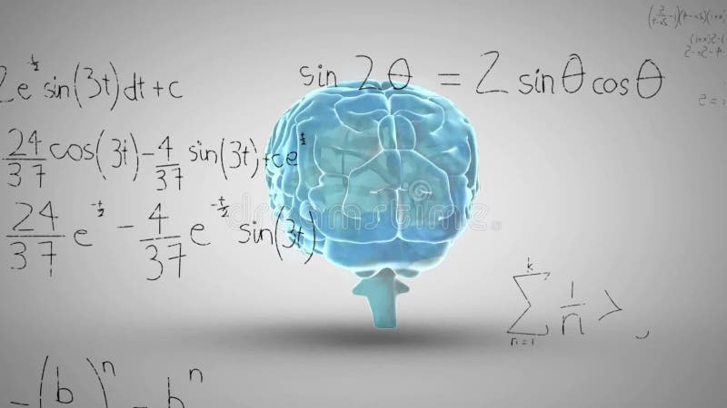 In School, Animation of Blue Brain with Mathematical Equations Floating ...