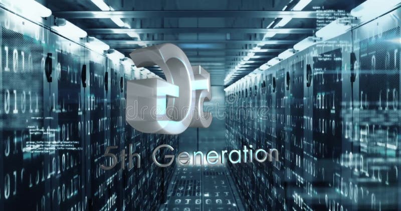 In School, Animation of Futuristic Data Center Corridor with Digital ...