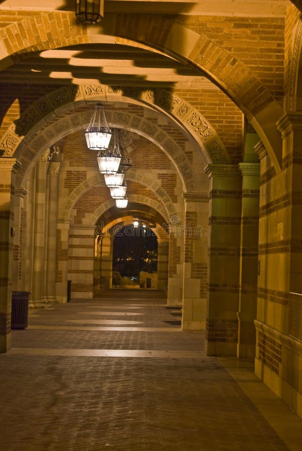 School Architecture at Night Stock Photo - Image of tower, stone: 6679750