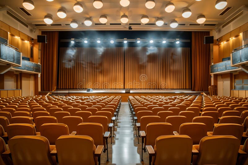 A School Auditorium with Rows of Comfortable Seats, a Large Stock ...