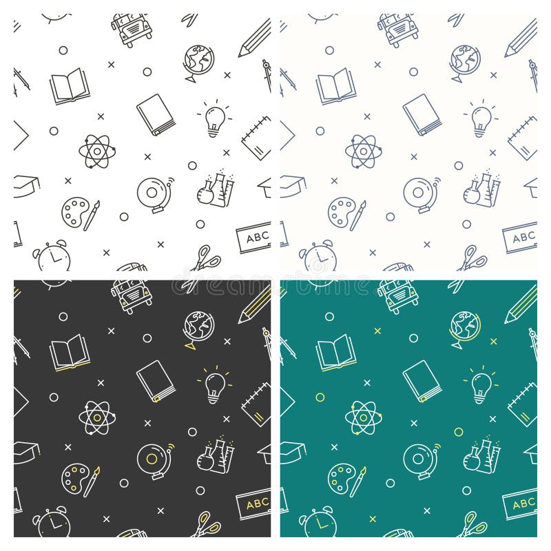 School Backgrounds with Educational Subjects and Supplies Graphic Icon ...