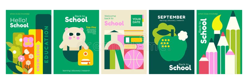 School Backgrounds. Stationery, Books, a Set of Pencils, a Backpack ...