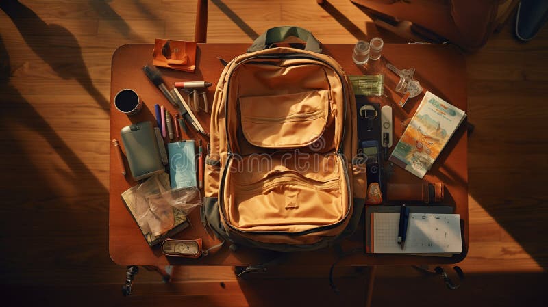 School Backpack on a Desk, for Learning Stock Illustration ...