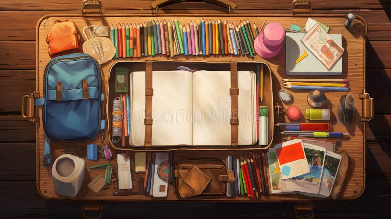 School Backpack on a Desk Ready for Back To School Stock Illustration ...