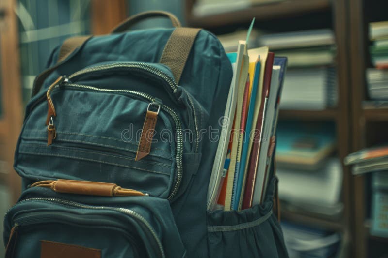 School Backpack Essentials: a Close-up View Stock Illustration ...