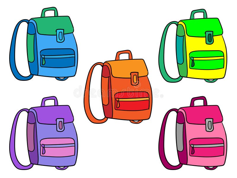 School Backpack for Girls and Boys Stock Illustration - Illustration of ...