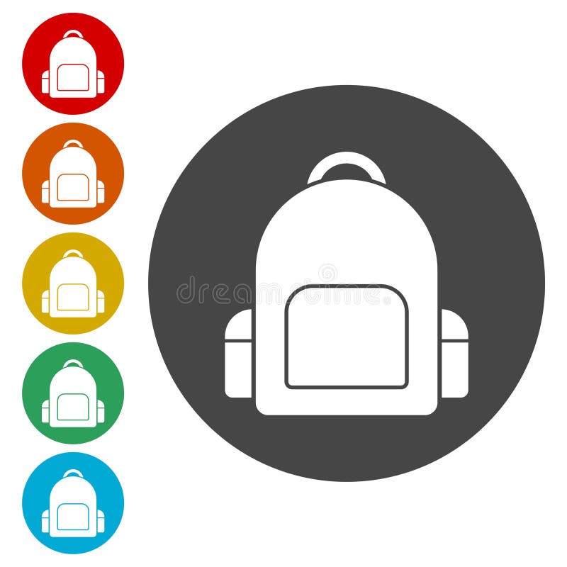 School Backpack Icon with Color Variations Stock Vector - Illustration ...