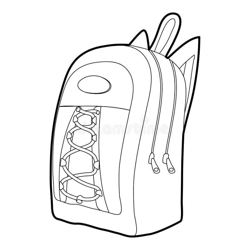 Outline of Closed Backpack stock illustration. Illustration of clip ...