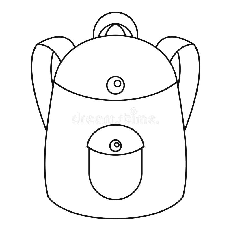 School Backpack Icon, Outline Style Stock Illustration - Illustration ...
