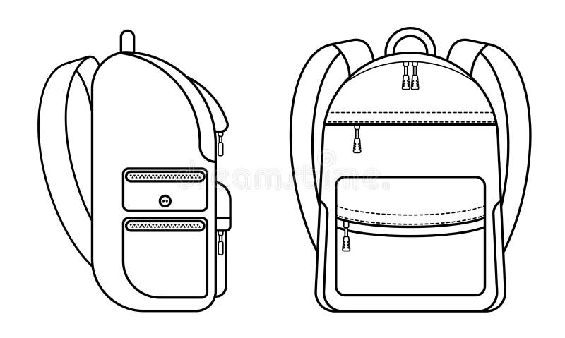 School Backpack Icons. Side and Front View. September 1, Beginning of ...