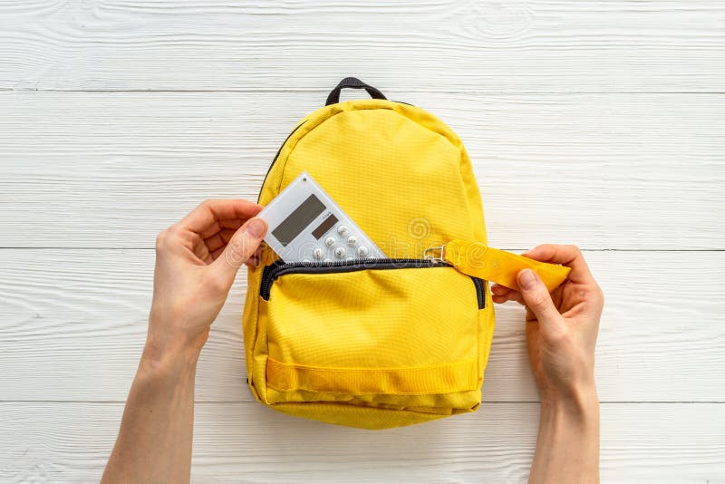 School Backpack with School Items and Students Equipment, Top View ...