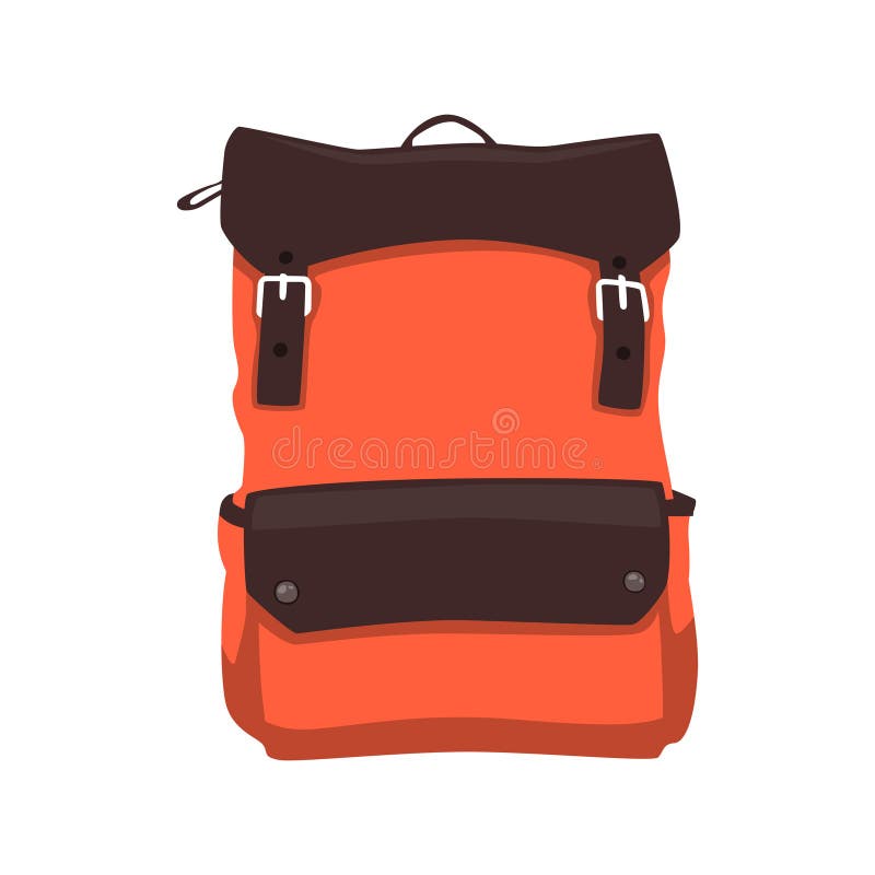 School Backpack in Orange Color. Stock Illustration - Illustration of ...
