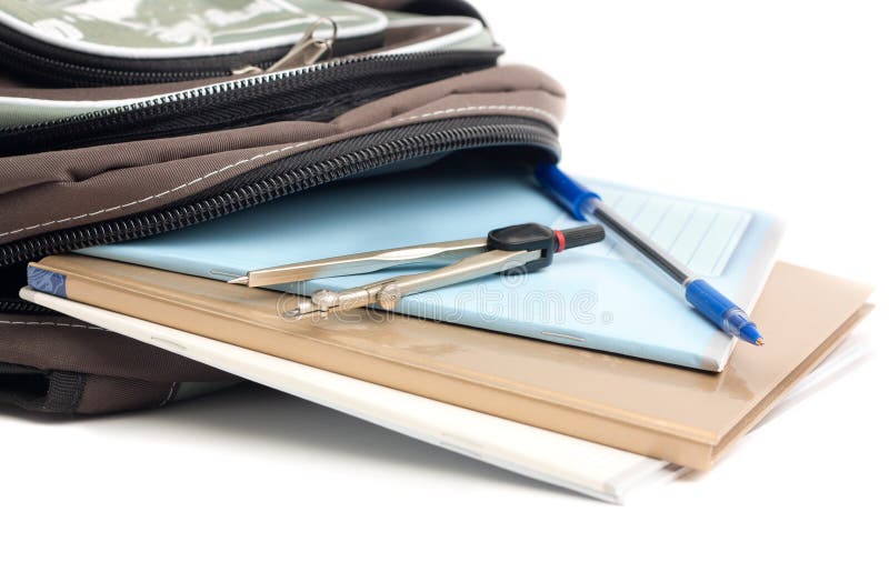 School Backpack, Pencils, Pen, Notebook . Stock Photo - Image of ...