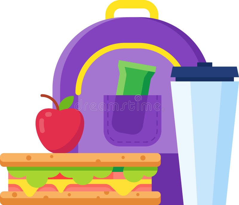 School Backpack with a Pocket Containing a Juice Box, Accompanied by a ...