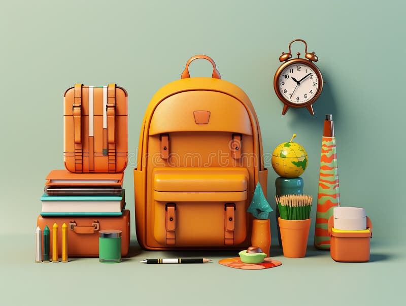 School Backpack Ready. School Concept Stock Illustration - Illustration ...