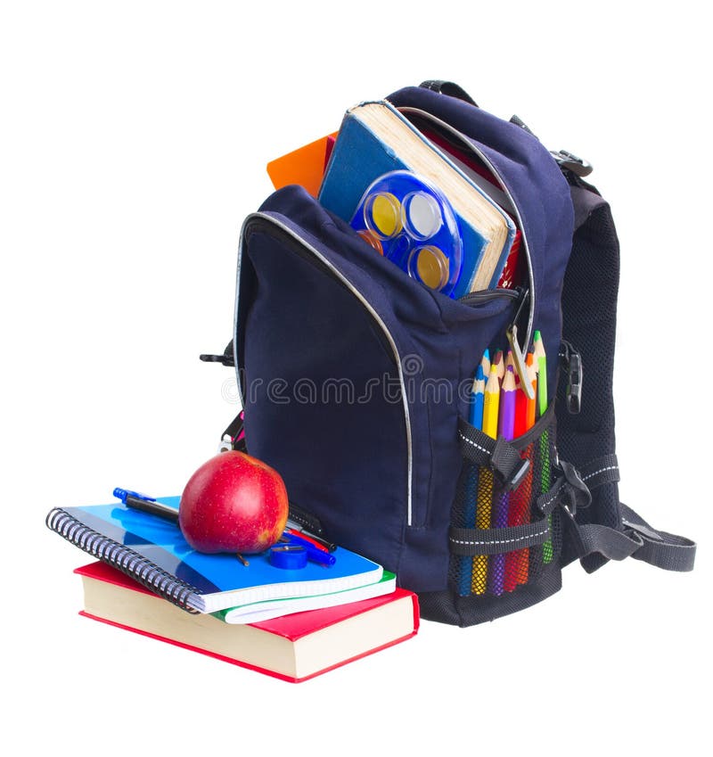 Backpack with School Supplies Stock Image - Image of isolated, full ...