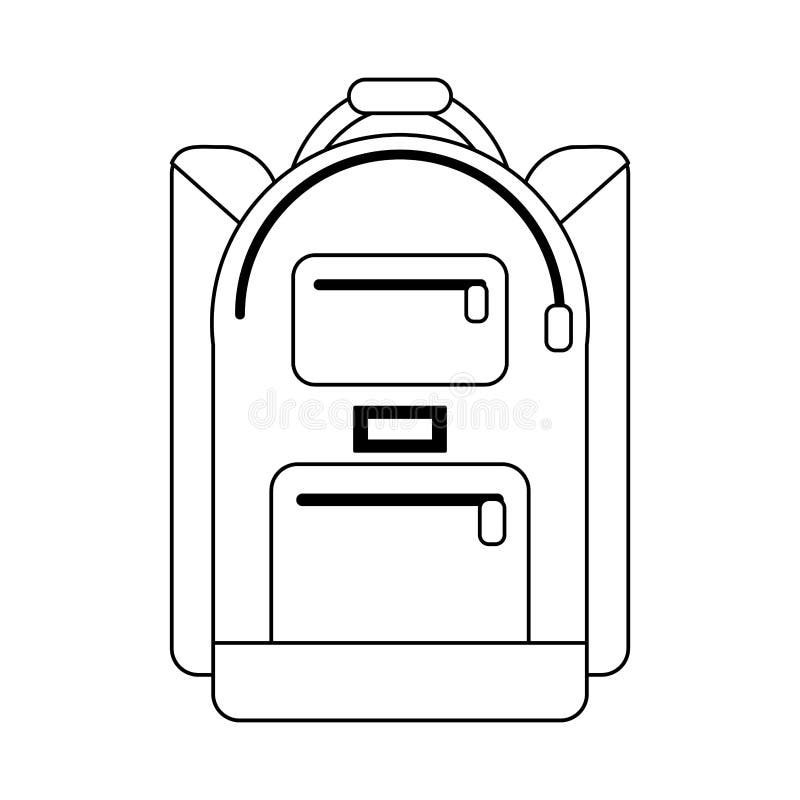 School Backpack Symbol Isolated in Black and White Stock Vector ...