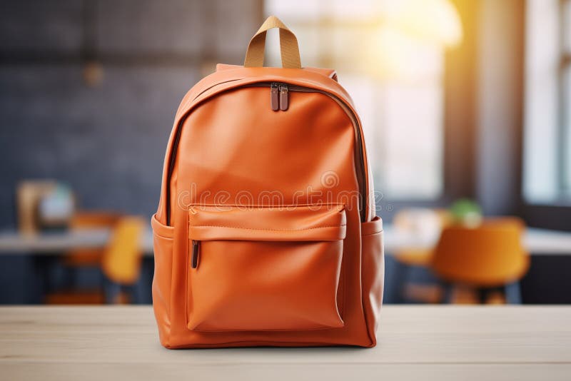 School Backpack on the Table Stock Illustration - Illustration of ...