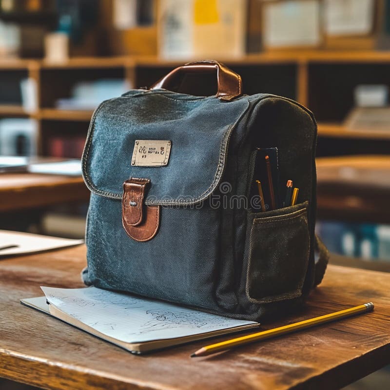 A School Backpack on a Desk with Colorful School Supplies. Stock ...