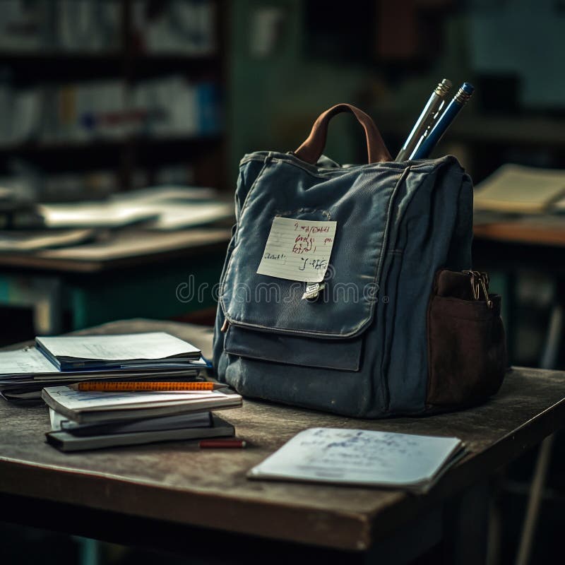 A School Backpack on a Desk with Colorful School Supplies. Stock ...