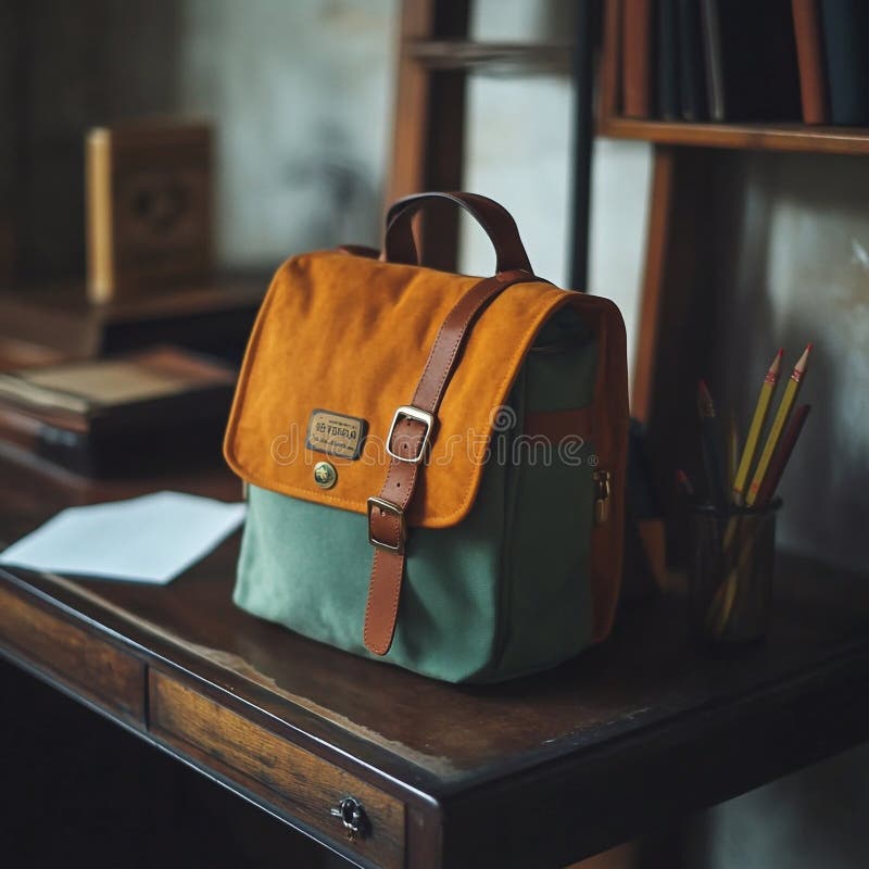 A School Backpack on a Desk with Colorful School Supplies. Stock ...