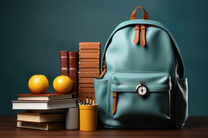 School Backpack on Table in Room Stock Illustration - Illustration of ...