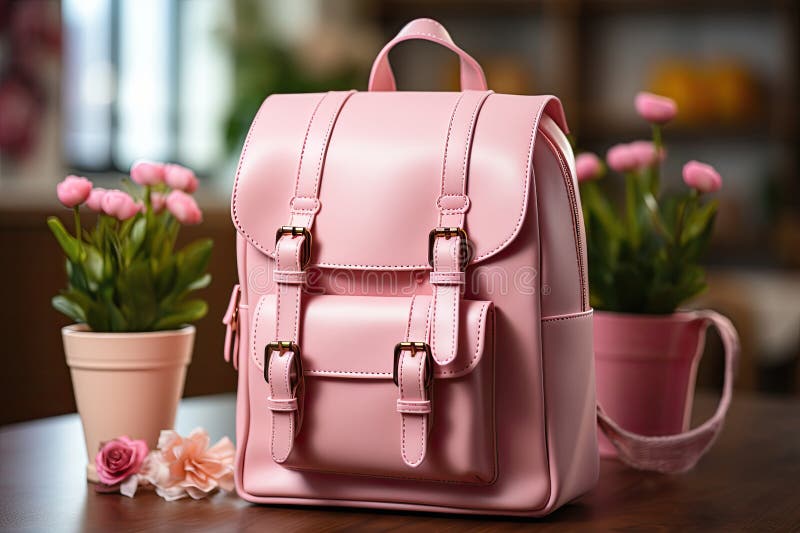 School Backpack on Table in Room Stock Illustration - Illustration of ...