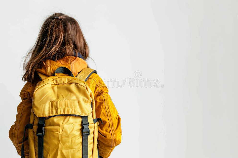 School Backpack Worn by a Child, Isolated on a Clean White Background ...