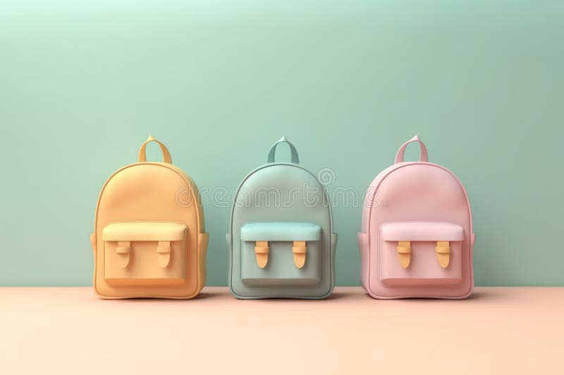 School Backpacks in Pastel Colors on a Pastel Background Stock ...