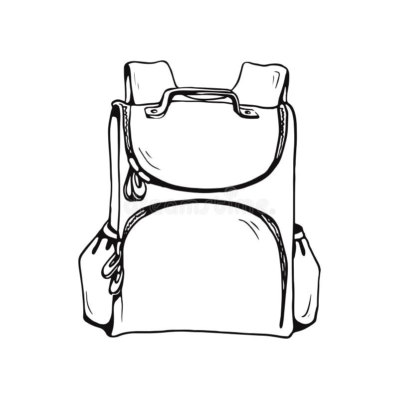 School Bag Front View Outline Vector Sketches Isolated Stock Vector ...