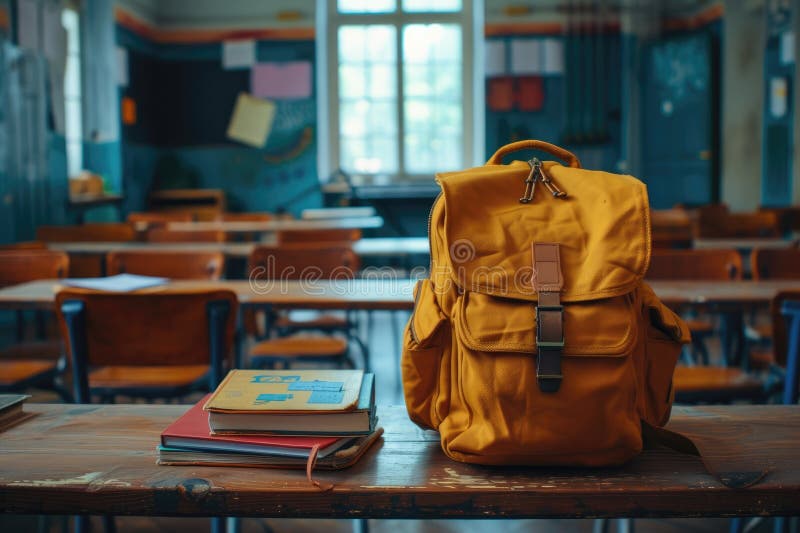 School Bag in a Room of School. Photo for Advertising Stock Image ...