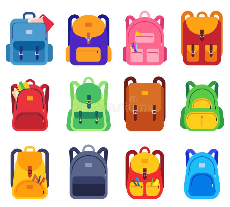 School Bags. Backpacks with Zipper and Pockets for Study and Traveling ...