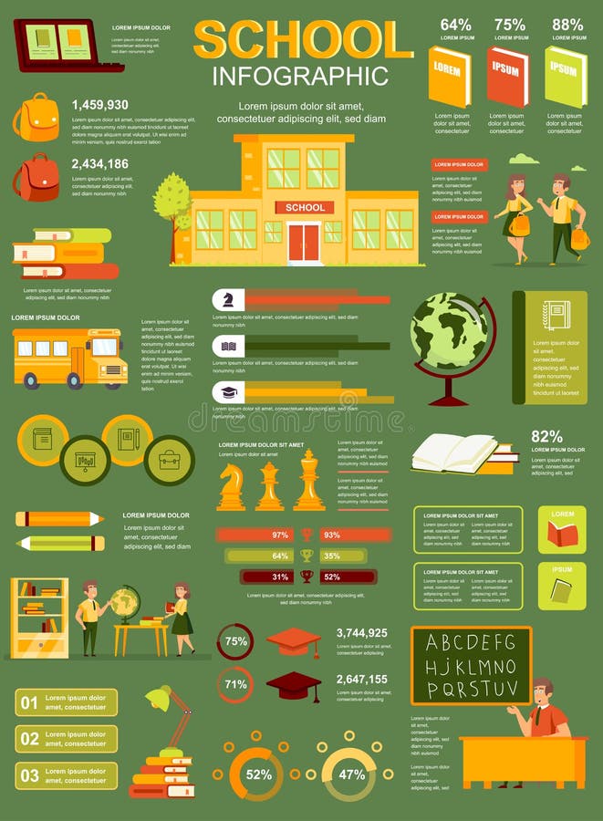 School Banner with Infographic Elements. Education Poster Template with ... School Banner with Infographic Elements. Education Poster Template with ...