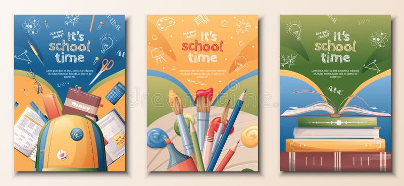 School Banners Set. Back To School, Knowledge, Education. Posters with ...